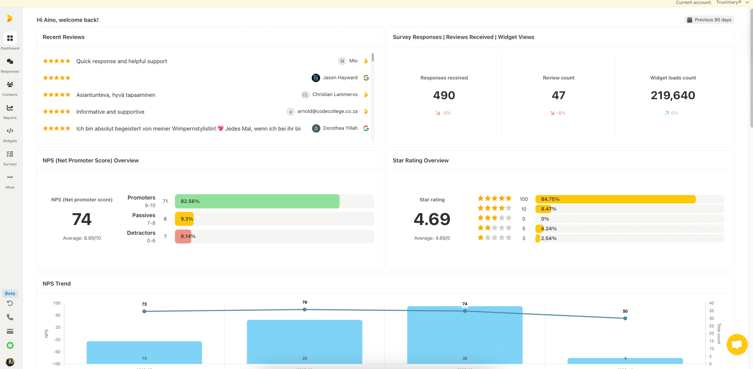 New user interface: smarter dashboards, fresher look - Trustmary